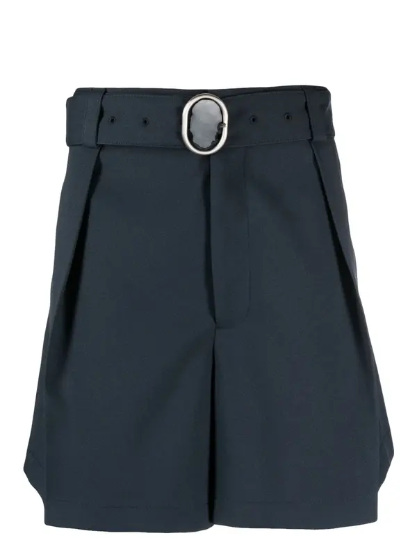 JIL SANDER Belted Wide-leg Shorts - Blue