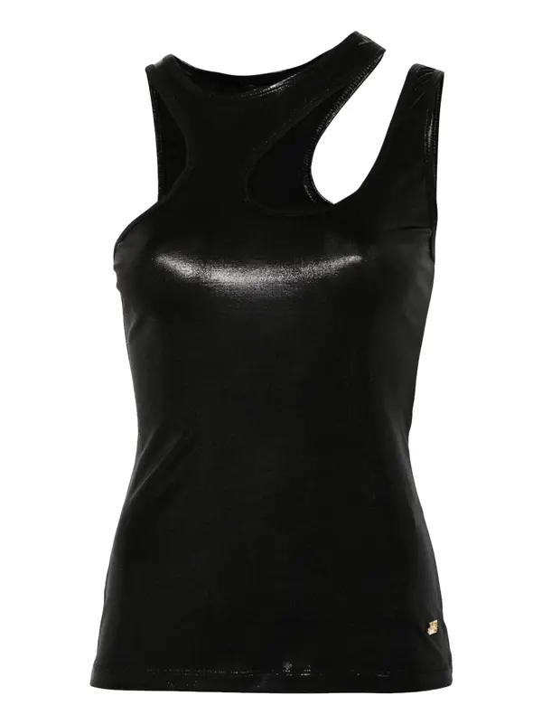 Just Cavalli Cut-out Lamé Top - Black