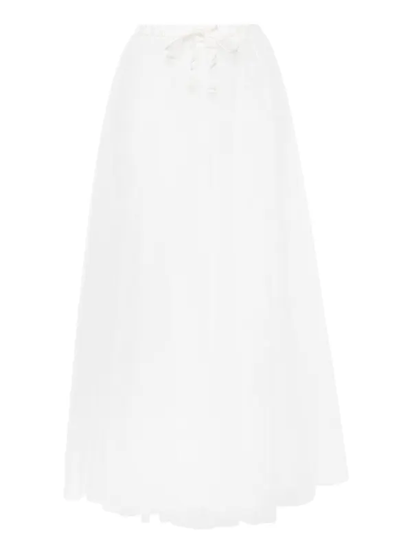 FORTE_FORTE Sheer Tulle Maxi Skirt - White