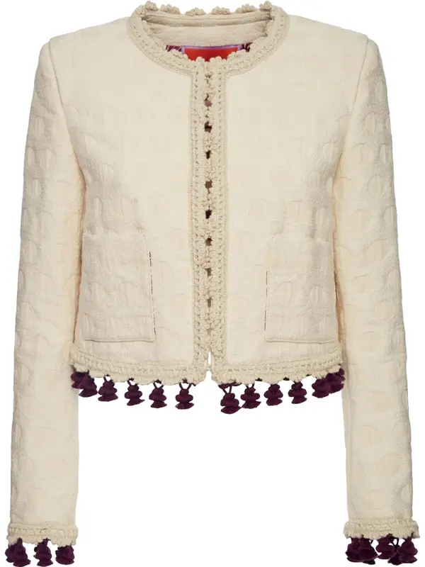 La DoubleJ Bijoux Embroidered Cropped Jacket - Neutrals