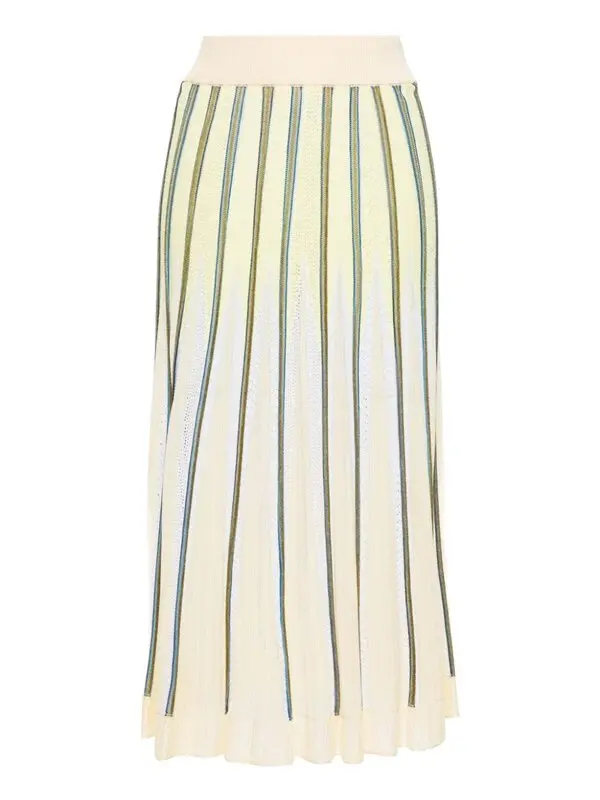 FORTE_FORTE Striped Pointelle-knit Skirt - Green