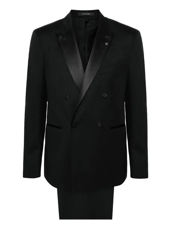 Tagliatore Double-breasted Virgin-wool Suit - Black