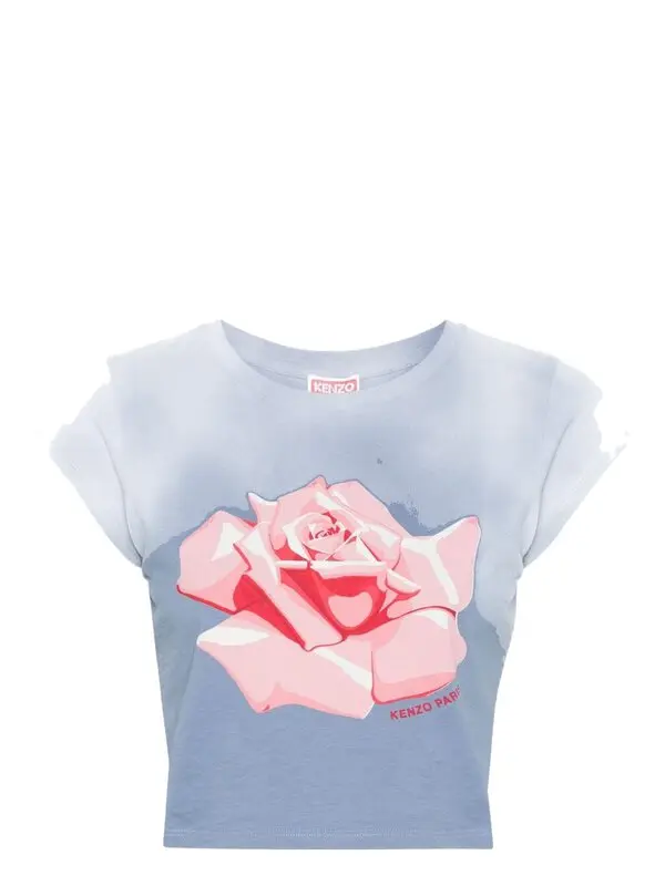 Kenzo Rose Cropped T-shirt - Blue