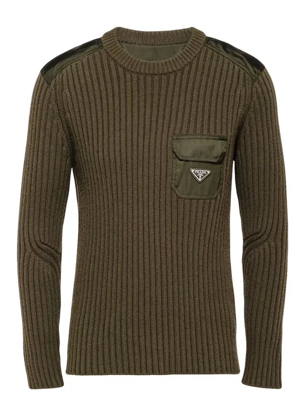 Prada Logo-appliqué Cashmere Jumper - Green