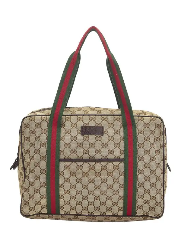 Gucci Original Gg Monogram Web Trim Briefcase - Brown
