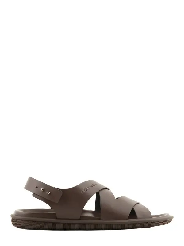 Giorgio Armani Leather Woven Sandals - Brown