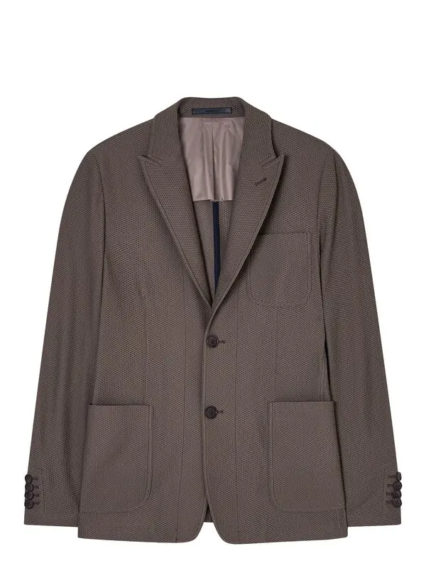 Giorgio Armani Single-breasted Technical Waffle Jacket - Beige