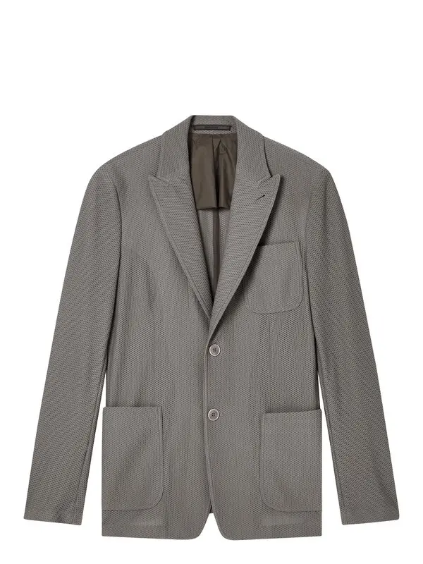 Giorgio Armani Single-breasted Technical Waffle Jacket - Grey