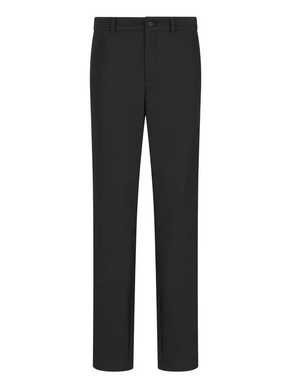 Giorgio Armani Technical Waffle Flat-front Trousers - Black