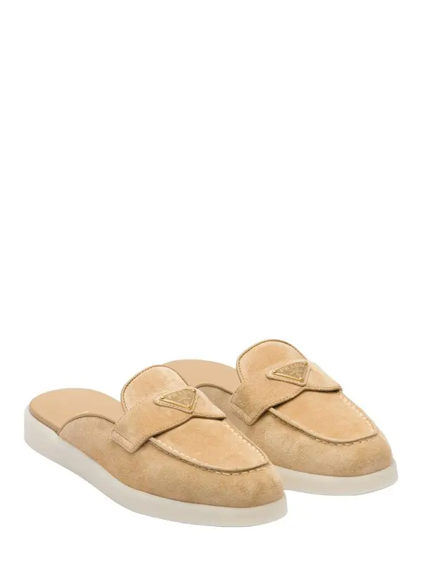 Prada Suede Mules - Neutral