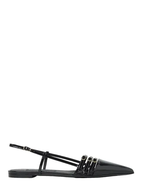 Dolce & Gabbana Patent Leather Ballet Flats With Embellished Straps - Black