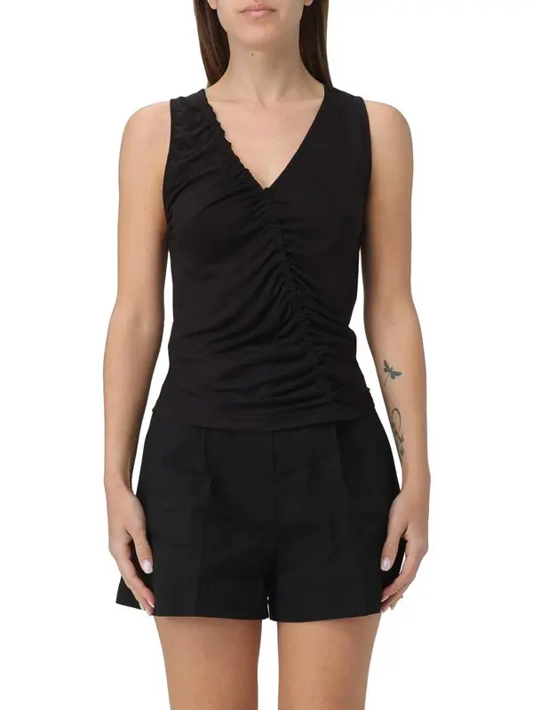 Pinko Sleeveless V-neck Ruched Top - Black