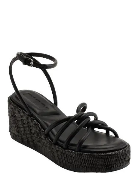Dkny Cyrilla Raffia Wedge Platform Sandals - Black