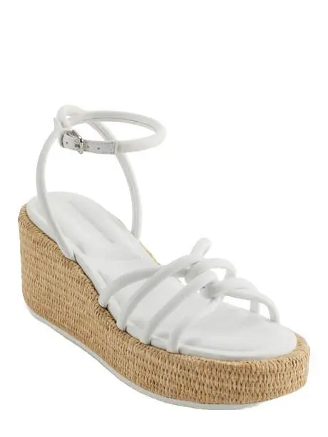 Dkny Cyrilla Raffia Wedge Platform Sandals - White