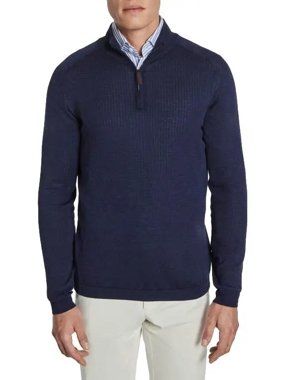 JACK VICTOR Braulio Quarter-zip Sweater - Navy