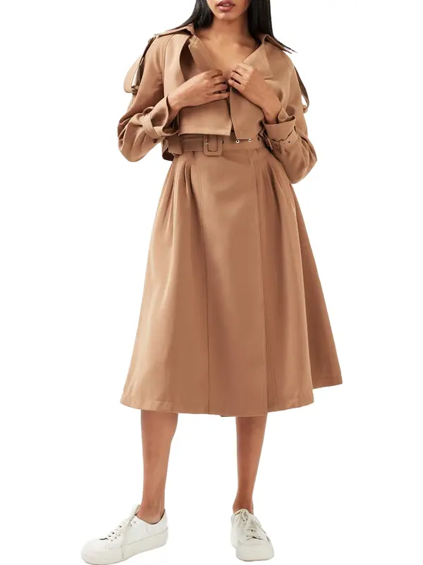 BELLE & BLOOM Manhattan Crop Trench Coat - Camel