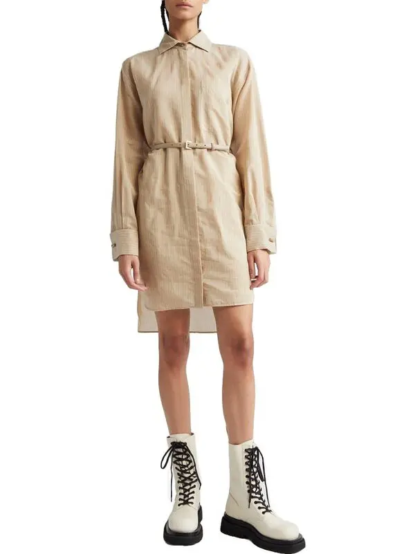 Max Mara Brioso Pinstripe Shirtdress - Beige