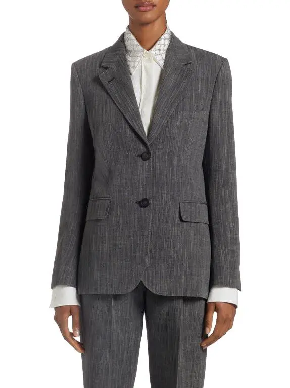 GOLDEN GOOSE Single-breasted Virgin Wool-blend Blazer - Grey/white