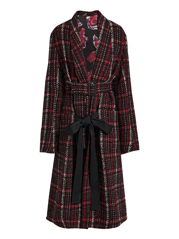 Marni Checked Wool-blend Tweed Coat - Red
