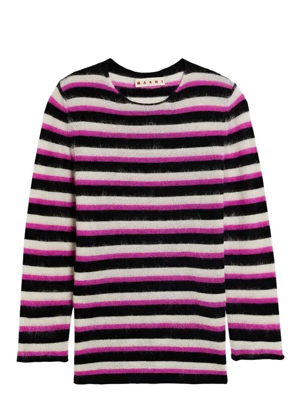 Marni Striped Wool-blend Sweater - Magenta