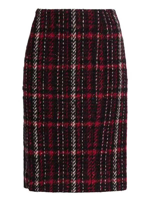 Marni Checked Wool-blend Tweed Skirt - Red