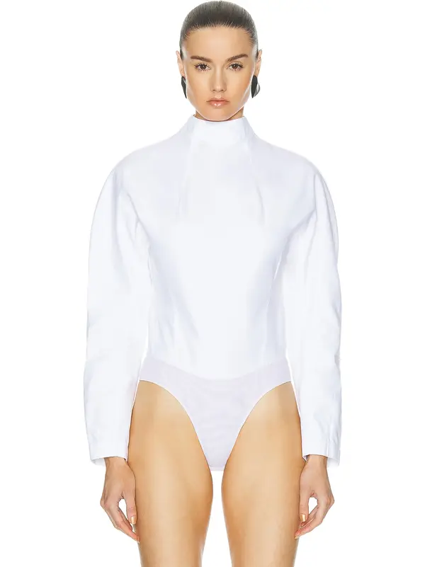 Alaïa Cinched Thong Bodysuit - Blanc