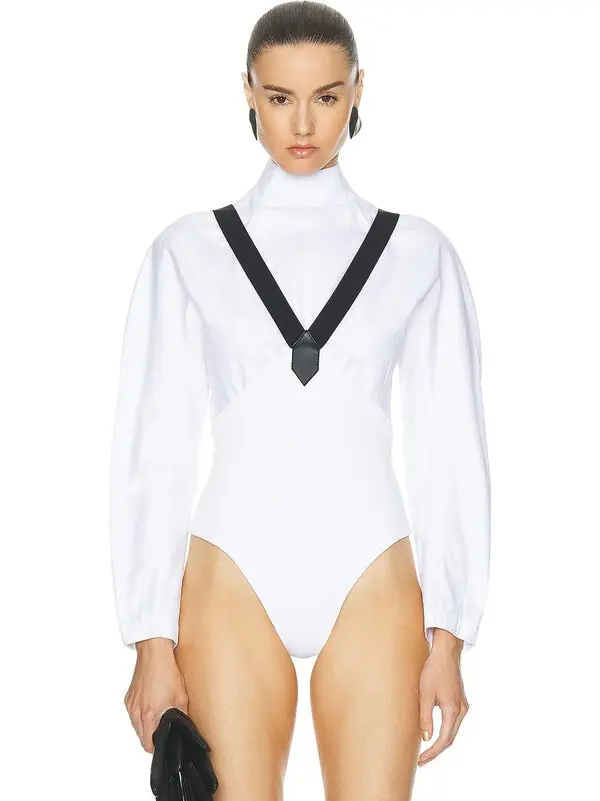 Alaïa Suspender Culotte Bodysuit - Blanc