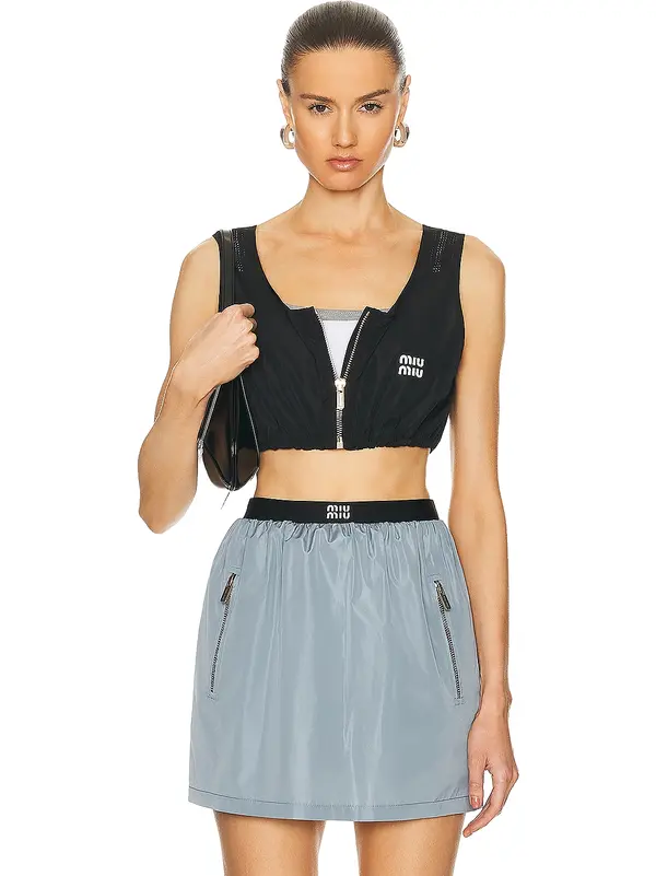 Miu Miu Cropped Tank Top - Nero