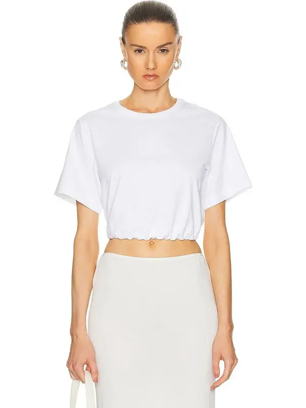 Simkhai Jojo Short Sleeve Cropped T-shirt - White