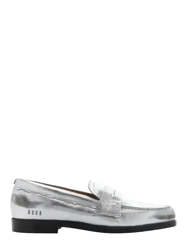 GOLDEN GOOSE Jerry Metallic Leather Loafers - Silver