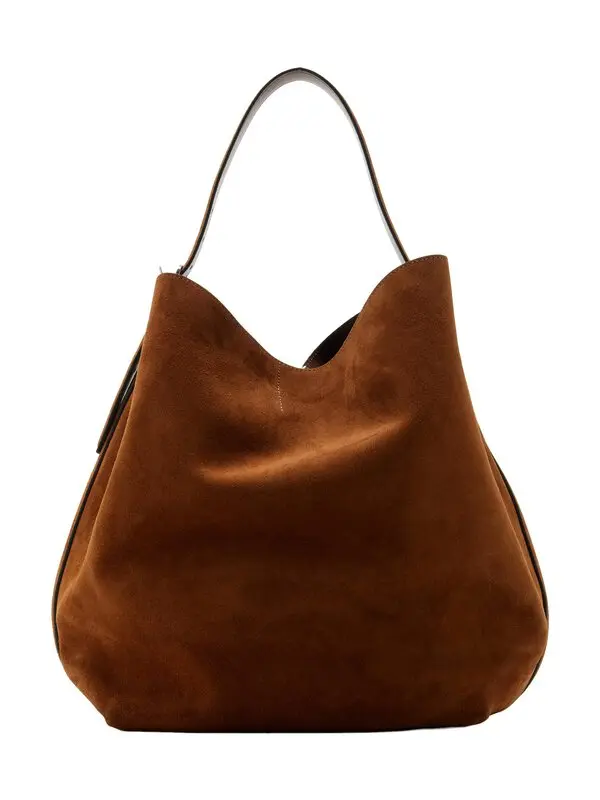 TOTEME Belted Suede Tote Bag - Brown