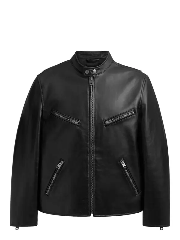COACH Leather Racer Jacket - Black