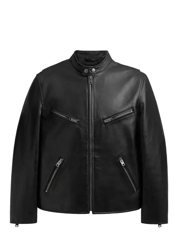 COACH Leather Racer Jacket - Black