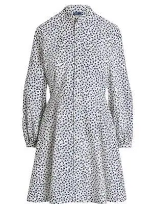 Polo Ralph Lauren Floral Cotton Mini Shirt Dress - White