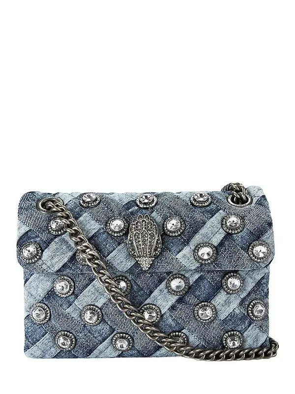 Kurt Geiger Crystals Mini Kensington Convertible Denim Crossbody - Navy