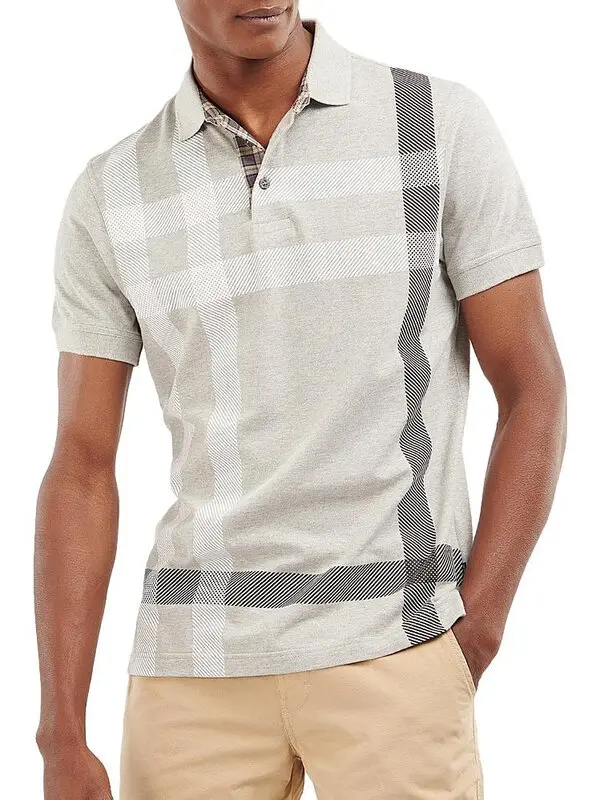 Barbour Blaine Cotton Pique Regular Fit Polo Shirt - Gray Marl
