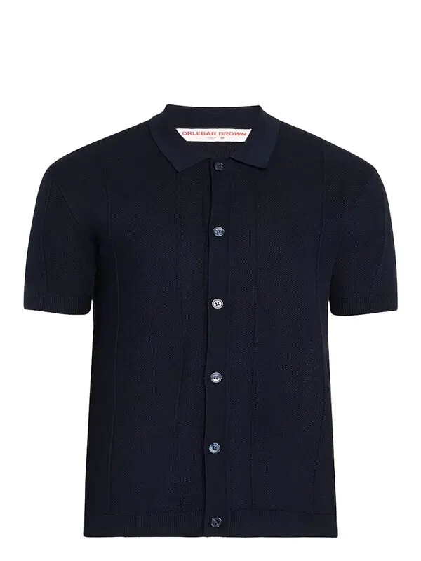 Orlebar Brown Tiernan Mercerized Pique Button-down Shirt - Night Iris