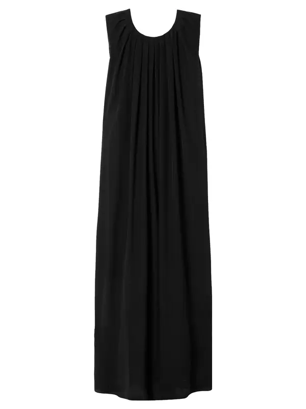 FFORME Moon Pleated Silk Crepe De Chine Maxi Dress - Black