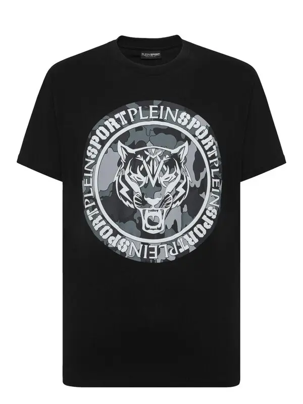 PLEIN SPORT Tiger-print Cotton T-shirt - Black
