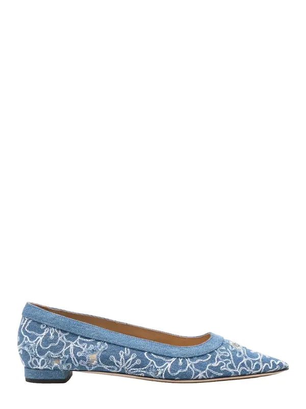 ARTEANA Floral-embroidered Ballerinas - Blue