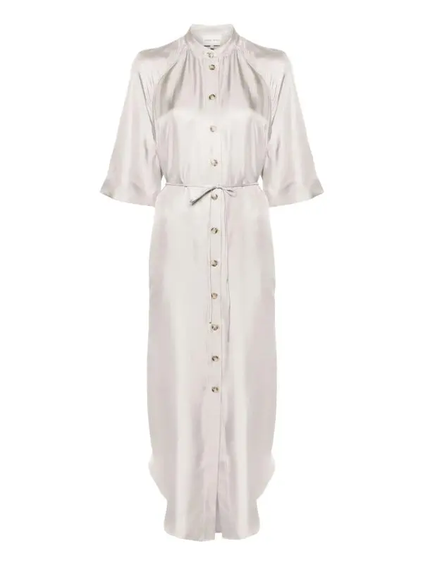 Loulou De Saison Durion Tied-waist Silk Shirtdress - Grey