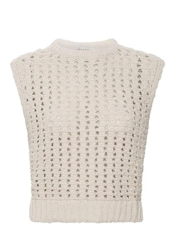 FRAME Tape-yarn Cotton Sweater Vest - Neutrals