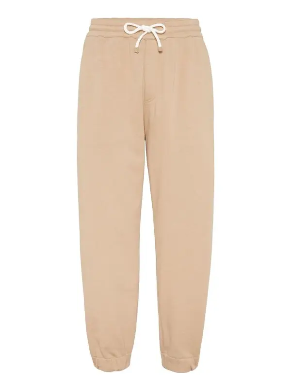 Brunello Cucinelli Straight-leg Cotton-blend Track Pants - Neutrals