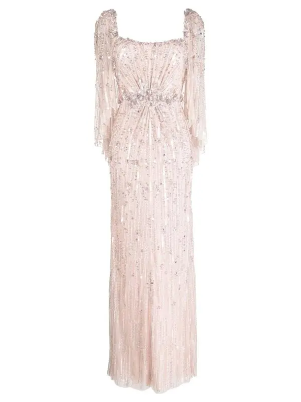 Jenny Packham Floral-appliqué Fitted Dress - Pink