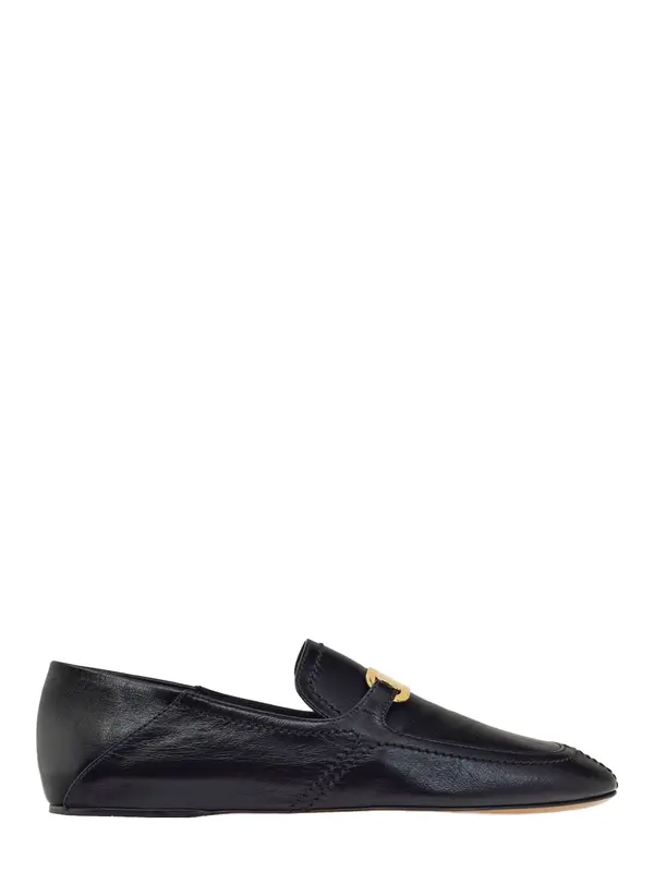 FERRAGAMO Logo-plaque Leather Loafers - Black