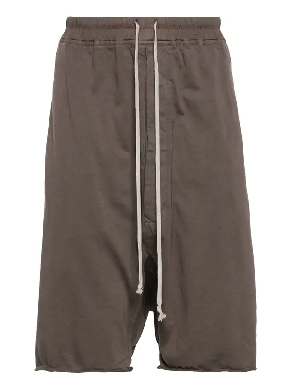 Rick Owens Cotton Jersey Drop-crotch Track Shorts - Grey