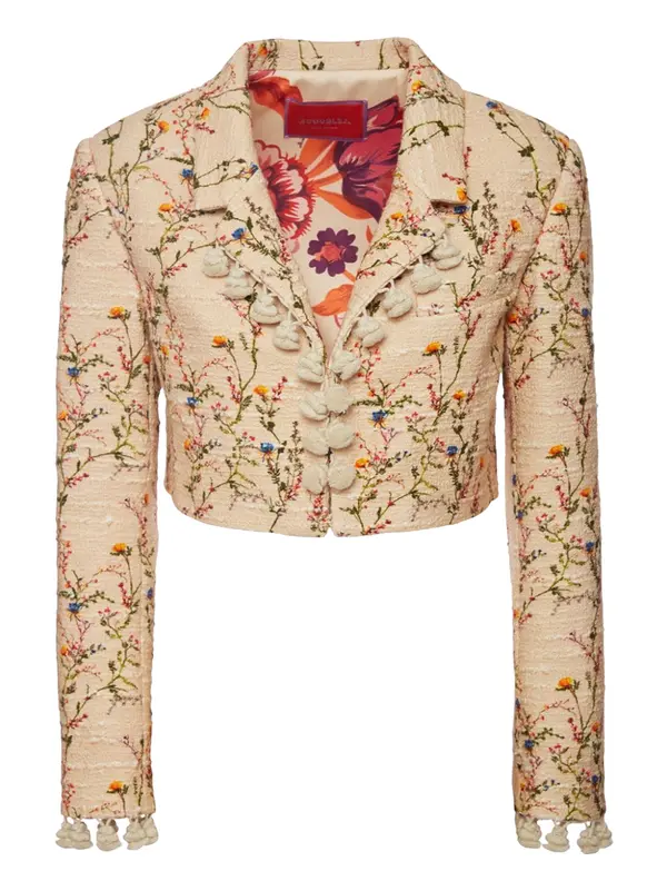 La DoubleJ Torero Embroidered Cropped Jacket - Neutrals