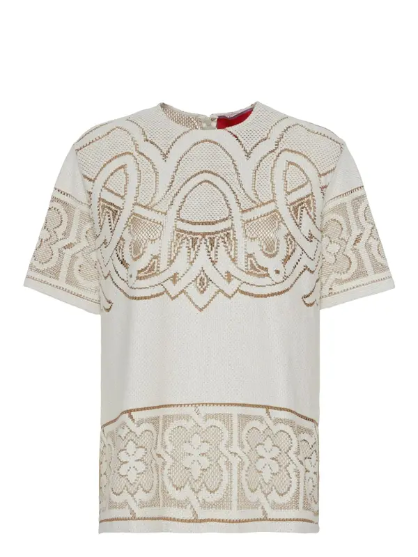 La DoubleJ Lacey House Embroidered T-shirt - Neutrals