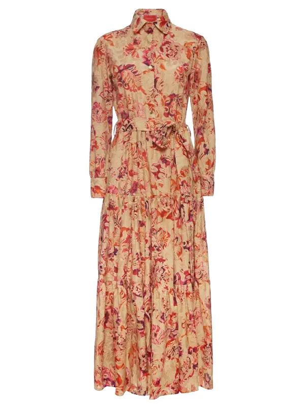 La DoubleJ Bellini Floral-print Shirt Dress - Neutrals
