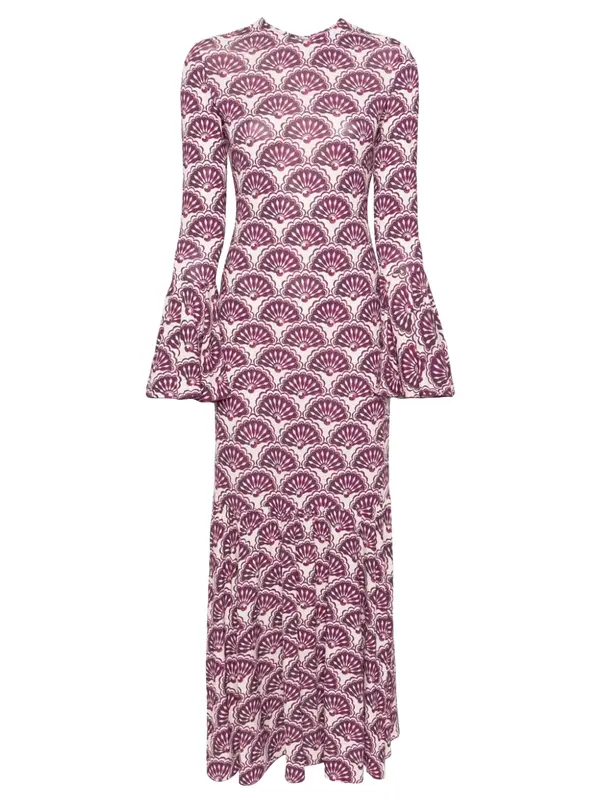 La DoubleJ Alba Fans-print Maxi Dress - Purple